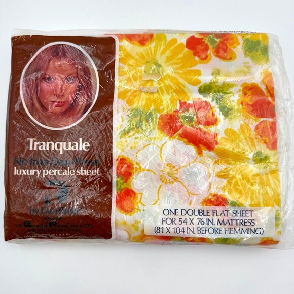 Dan River | Bedding | Vtg Dan River Tranquale Double Flat Sheet Yellow ...